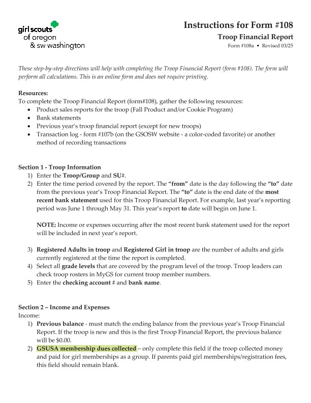 Forms and Documents | Girl Scouts of Oregon and SW Washington