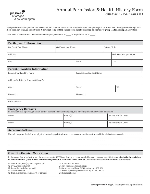 Forms and Documents | Girl Scouts of Oregon and SW Washington