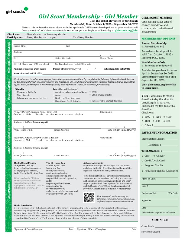 Forms and Documents | Girl Scouts of Oregon and SW Washington